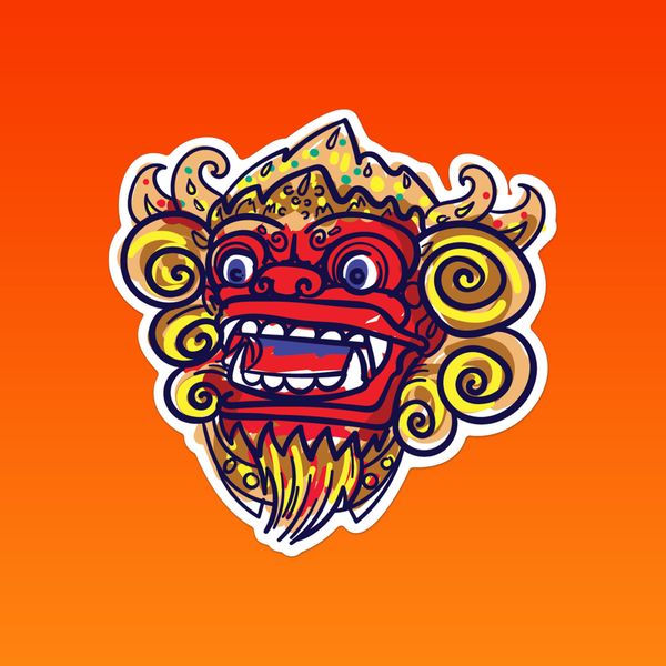 BARONG BALI MASK 7cm - Sticker Die-cut hình dán cắt rời – Sticker Factory