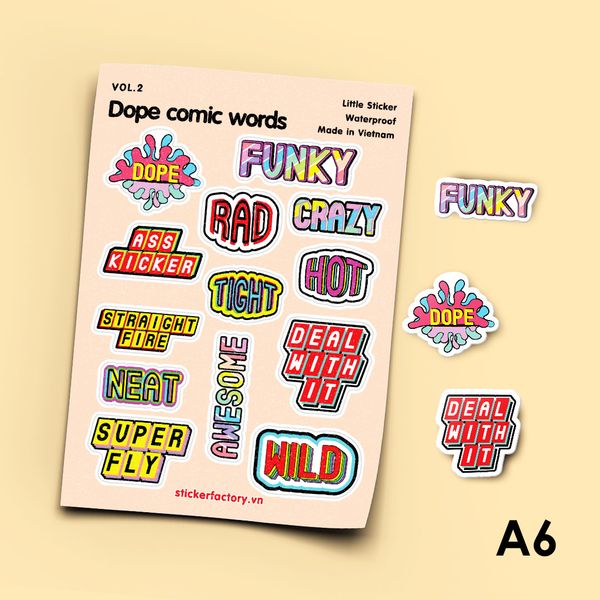 Vol.2 Dope comic words - Little sticker sheet A6 – Sticker Factory