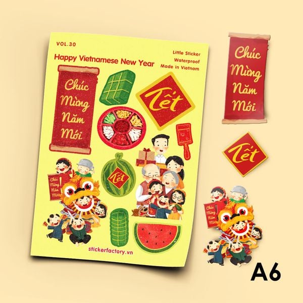 Vol.30 Happy Vietnamese New Year - Little sticker sheet A6 – Sticker ...