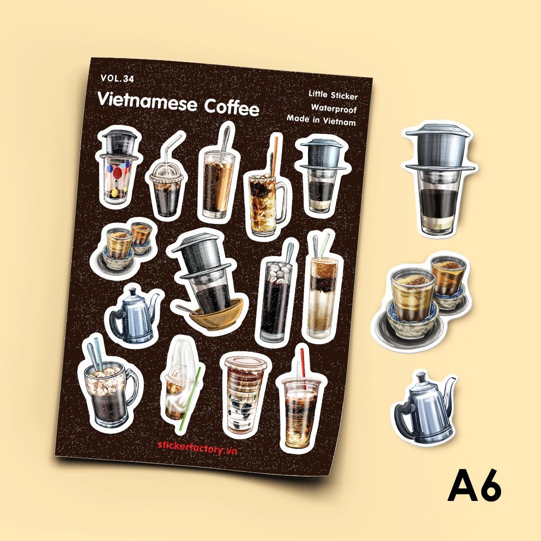 Vol.34 Vietnamese Coffee - Little sticker sheet A6 – Sticker Factory