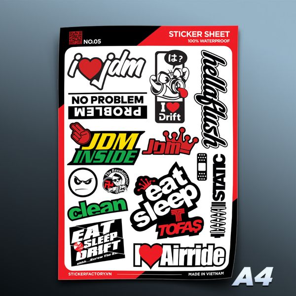 NO.05 JDM - Sticker Sheet A4 – Sticker Factory