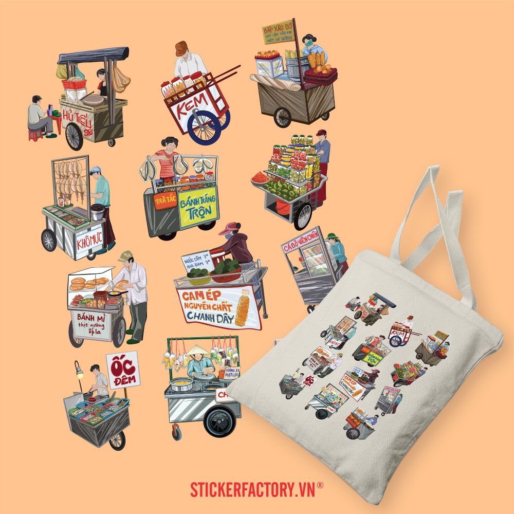 Street Vendors in Vietnam - Túi Tote Canvas Bag – Sticker Factory