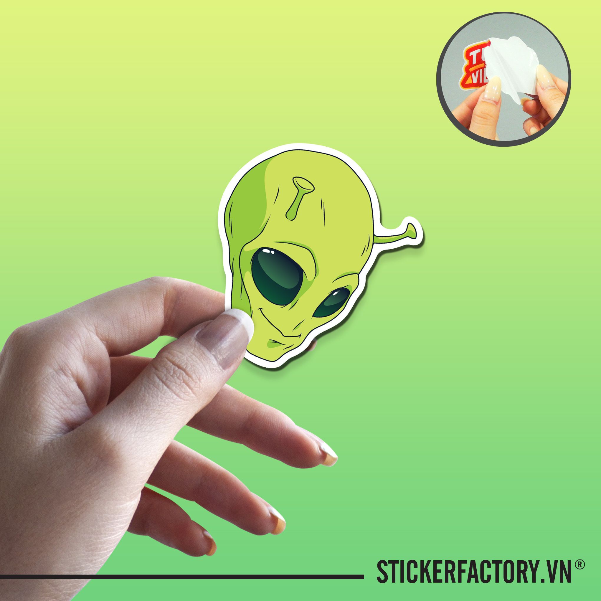 ALIEN HEAD 7cm - Sticker Die-cut hình dán cắt rời – Sticker Factory