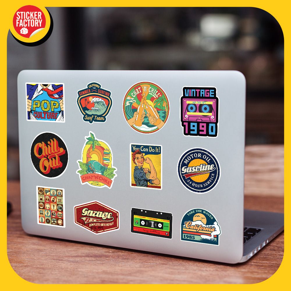 Set 100 sticker hình dán - Retro Vintage cổ điển – Sticker Factory