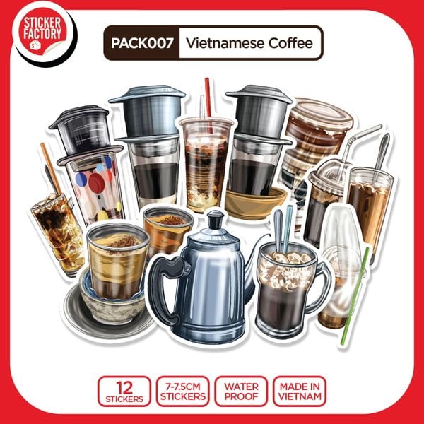 Vietnamese Coffee - Set 12 Die Cut Sticker Pack – Sticker Factory