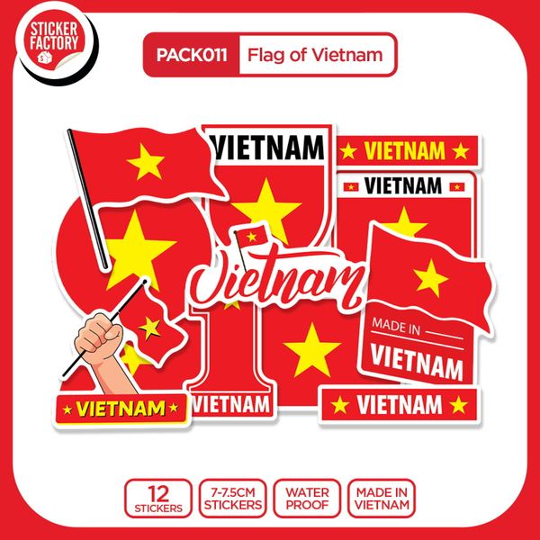 Flag of Vietnam Sticker Pack - Set 12 Die Cut Sticker Pack – Sticker Factory