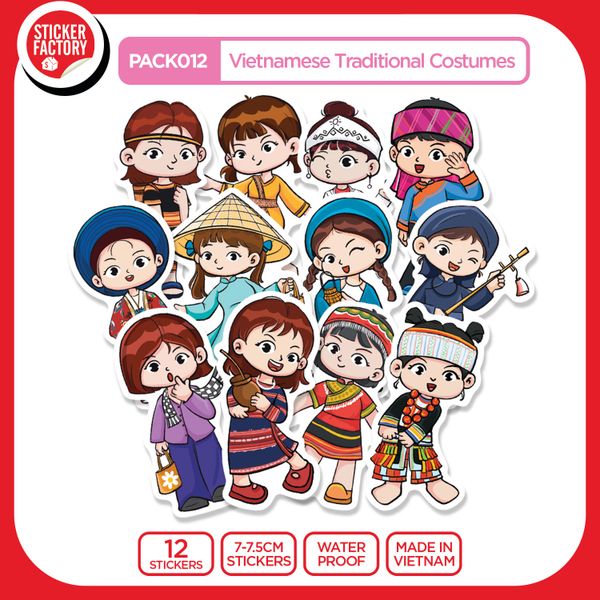 Vietnamese Traditional Costumes - Set 12 Die Cut Sticker Pack – Sticker ...