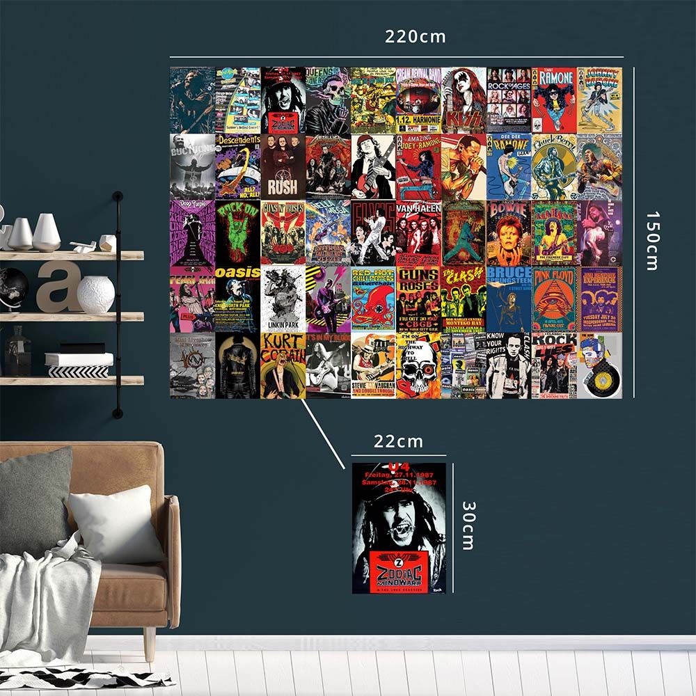 ROCK MUSIC - Set 50 tấm 22x30cm decal dán tường trang trí decor quán ...