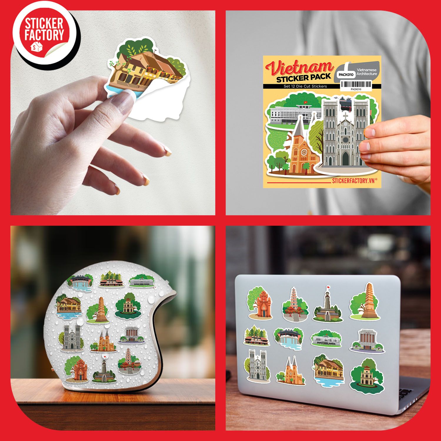 Vietnamese Architecture - Set 12 Die Cut Sticker Pack – Sticker Factory