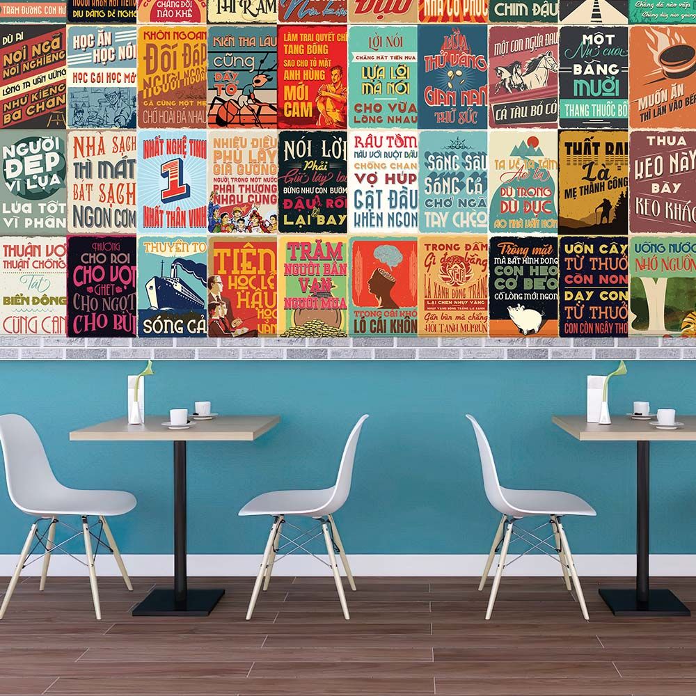 CA DAO TỤC NGỮ VIỆT NAM - Set 50 tấm 22x30cm decal dán tường trang trí ...