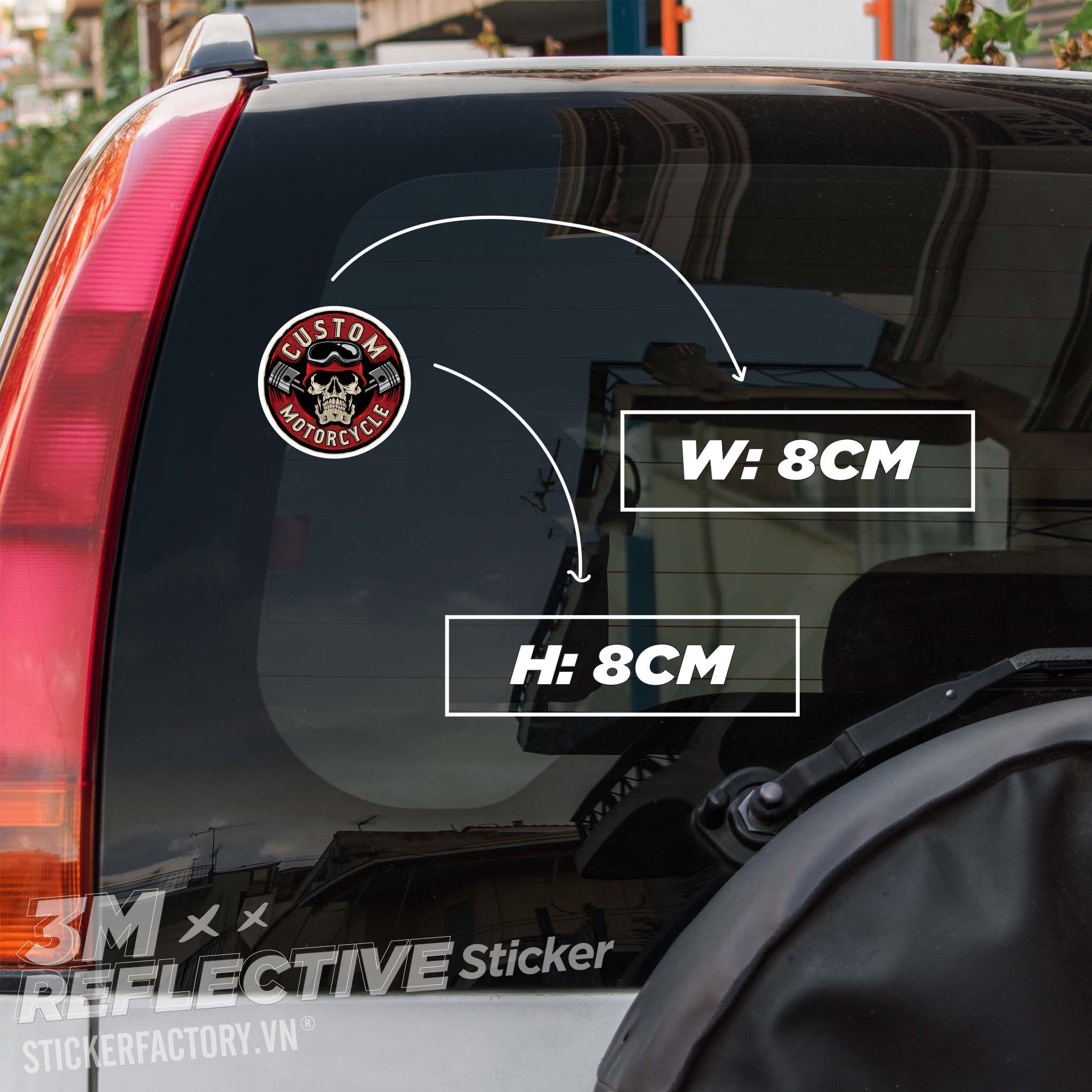 SKULL CUSTOM MOTORCYCLE LOGO 3M - Reflective Sticker Die-cut – Sticker ...