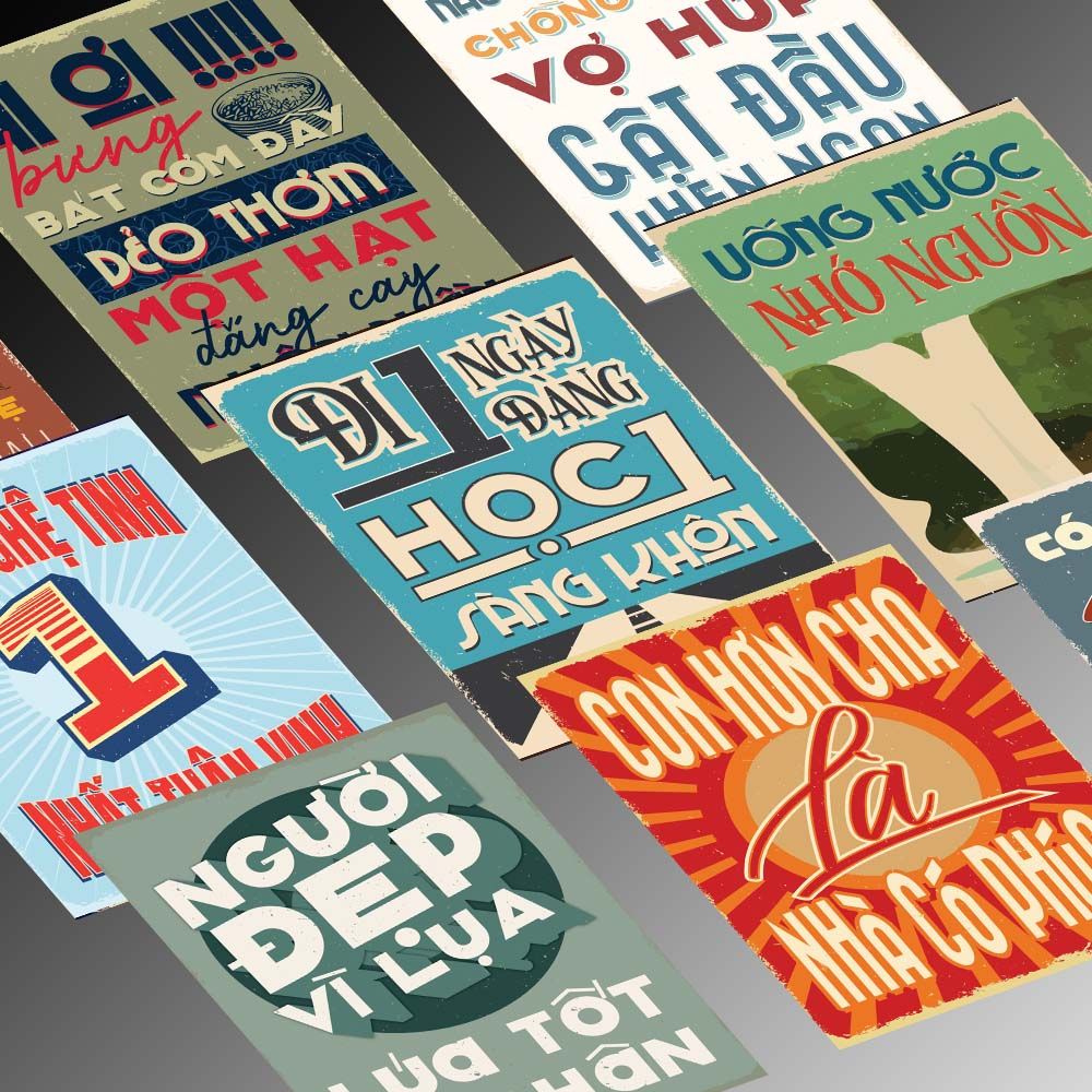 CA DAO TỤC NGỮ VIỆT NAM - Set 50 tấm 22x30cm decal dán tường trang trí ...