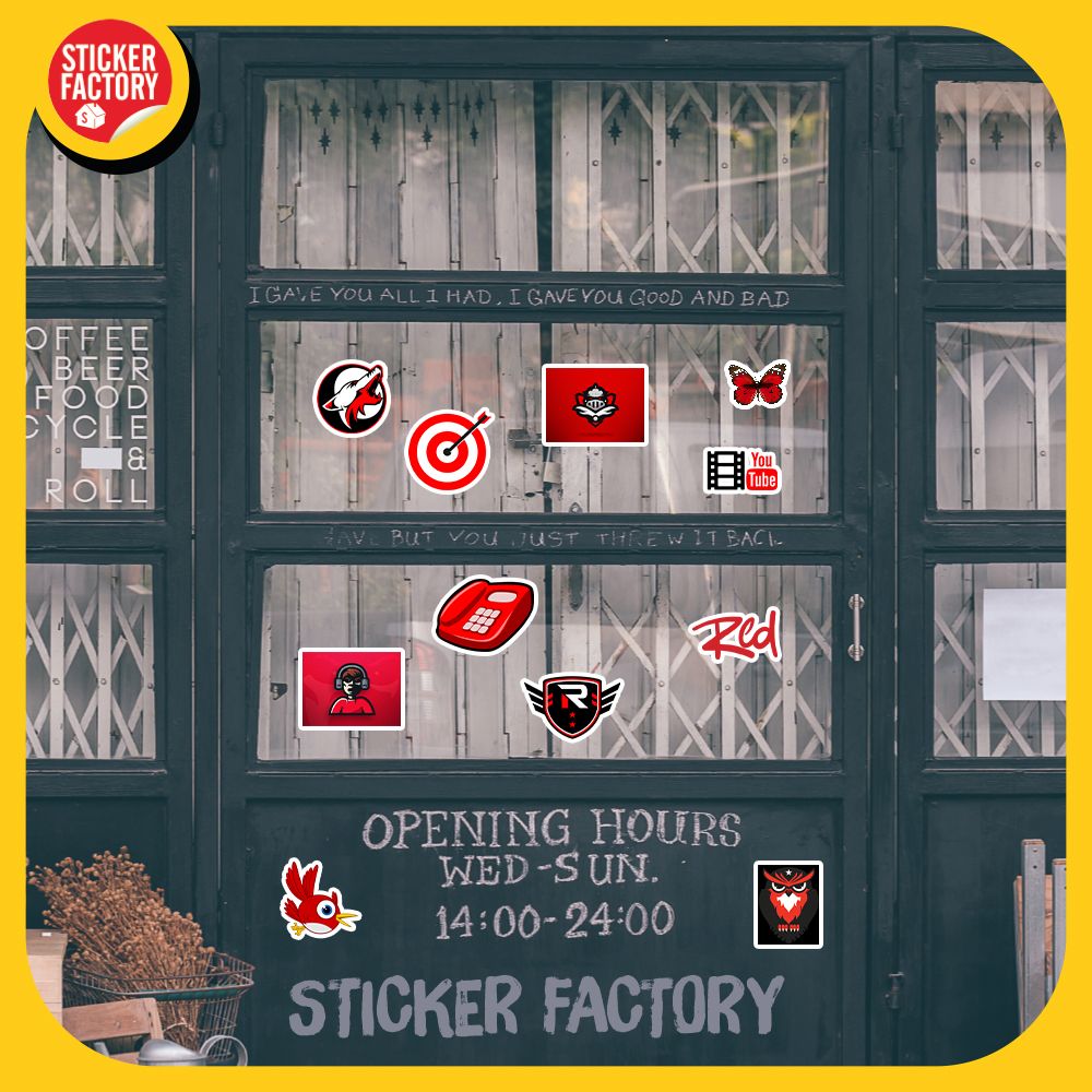 Set 100 Sticker hình dán - Black Red – Sticker Factory