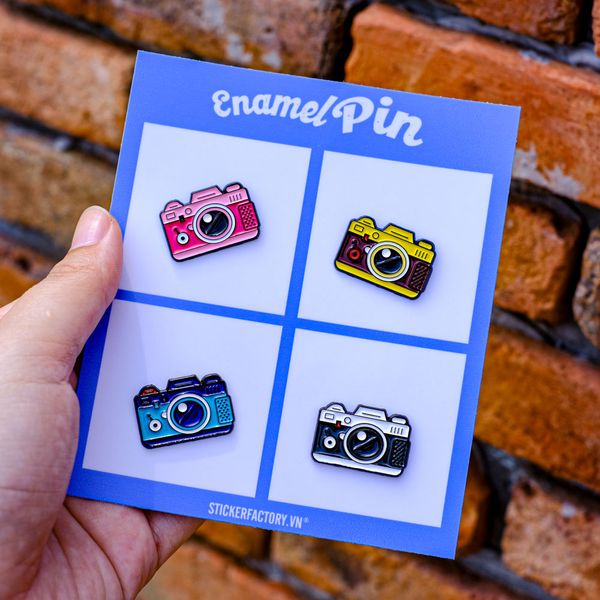 EPIN007 Camera - Set 4 Enamel Pin - Huy hiệu kim loại – Sticker Factory