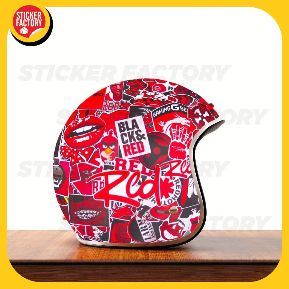 Set 100 Sticker hình dán - Black Red – Sticker Factory