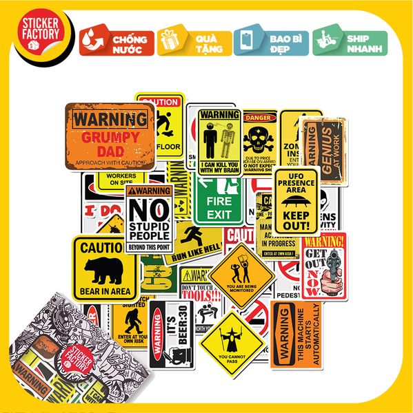 Warning - Set 30 sticker hình dán – Sticker Factory