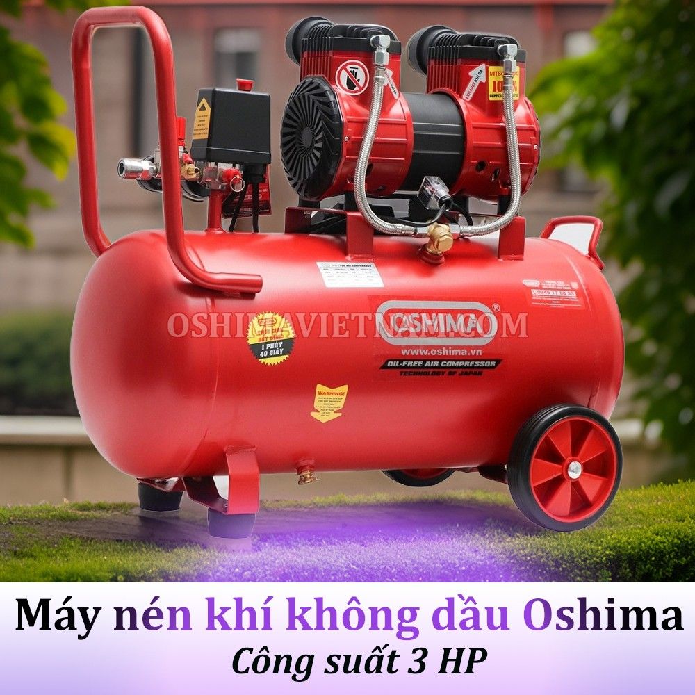 Máy nén khí không dầu Oshima 40 3.0HP Đỏ điện 1 pha chất lượng cao – OshimaVietnam.com