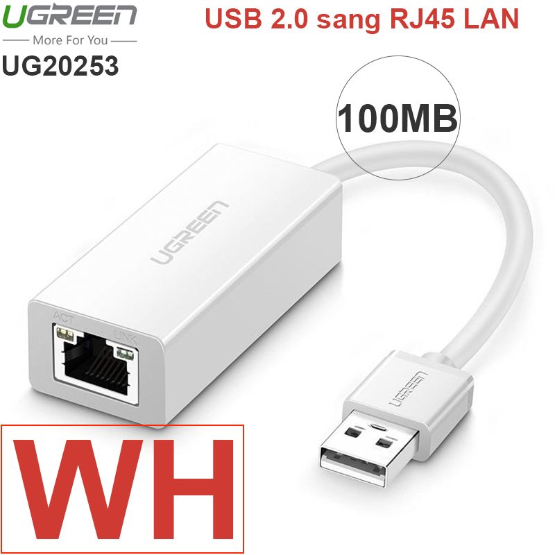 USB 2.0 sang RJ45 LAN 10/100Mbps Ugreen 20253 USB 2.0 sang RJ45 LAN 10/100Mbps Ugreen 20253