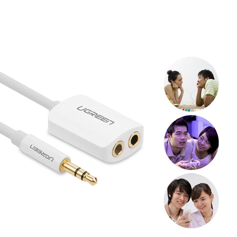 Cáp chia 2 cổng Audio 3.5mm dài 25cm Ugreen mạ vàng 24K