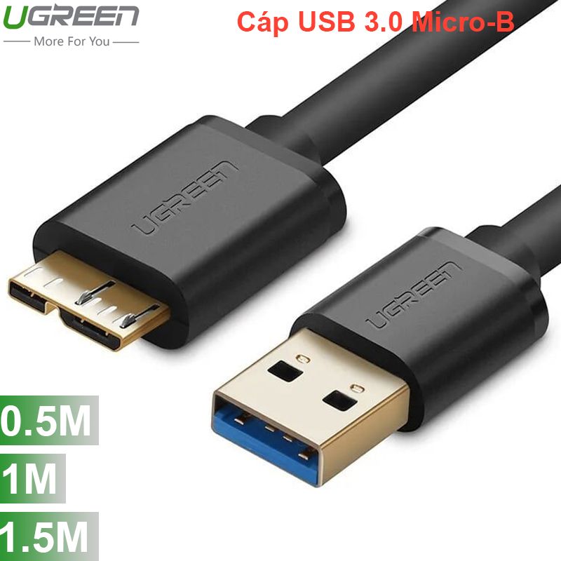 Cáp USB 3.0 to Micro B UGREEN mạ vàng 24K, Cáp USB phụ kiện điện tử