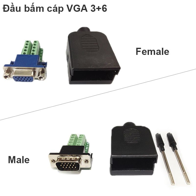 Đầu bấm VGA 3+6 Male