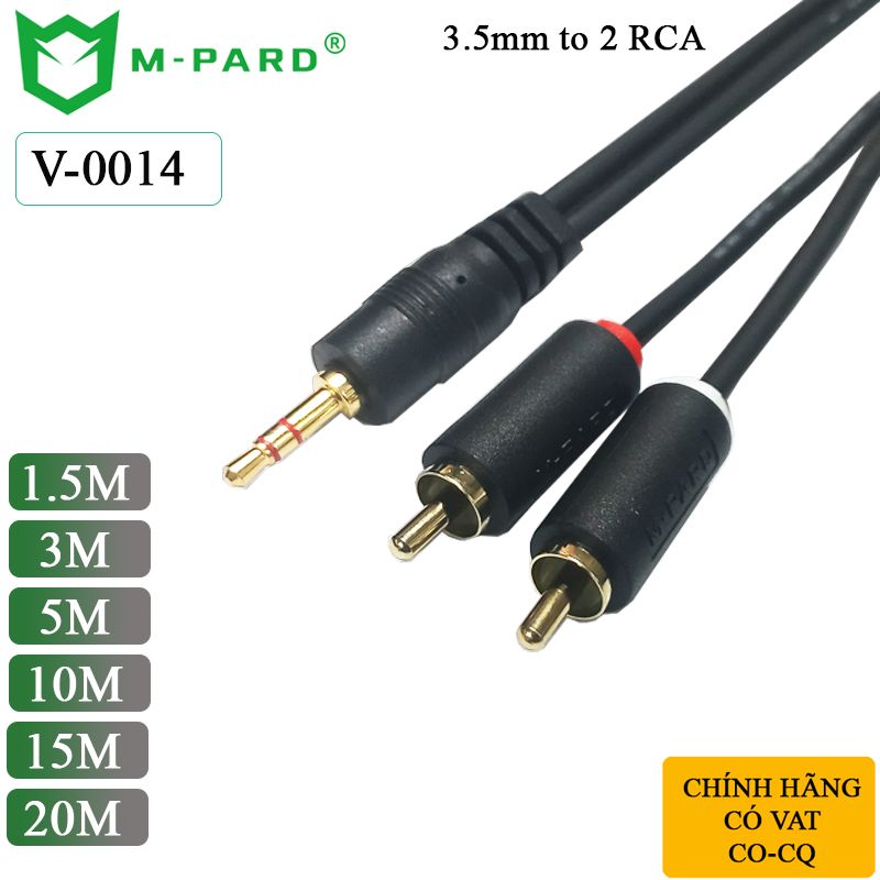 Dây cáp loa 3.5mm ra 2 RCA chính hãng M-PARD dài 1.5M đến 20M