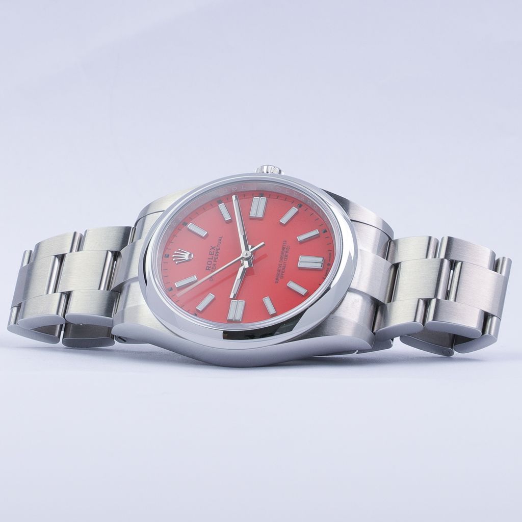 Rolex Oyster Perpetual 41 Domed Bezel Coral Red Oyster Bracelet 124300 ...