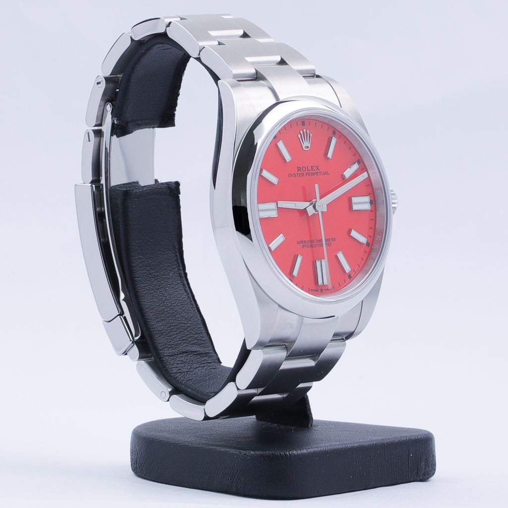 Rolex Oyster Perpetual 41 Domed Bezel Coral Red Oyster Bracelet 124300 ...