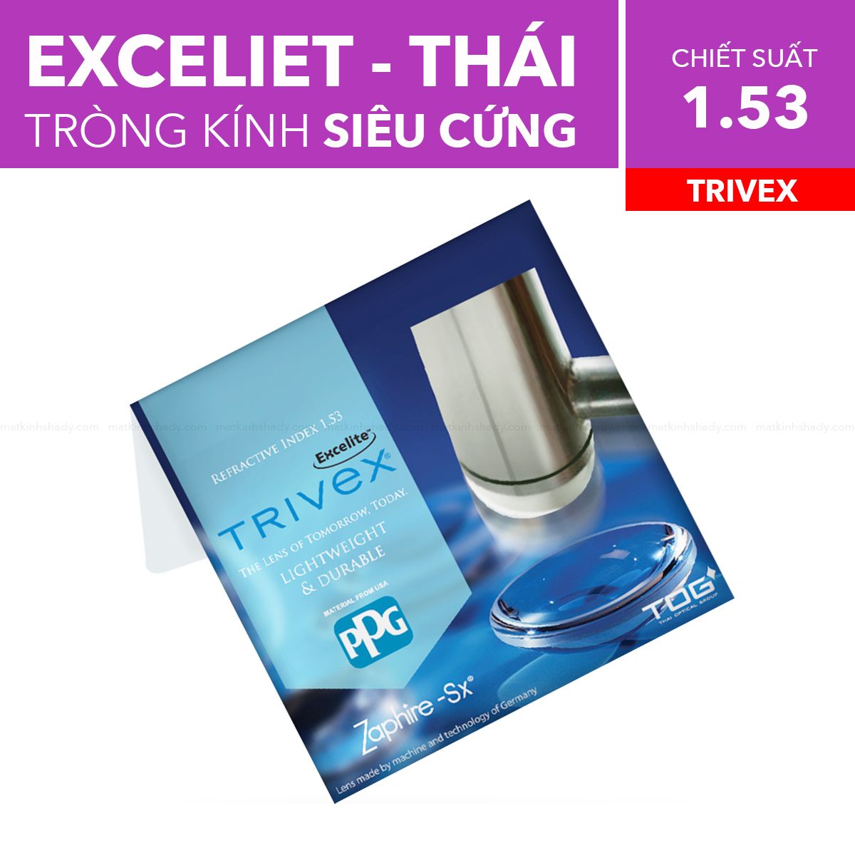 Tròng Kính Chống Bể Excelite 1.53 Trivex