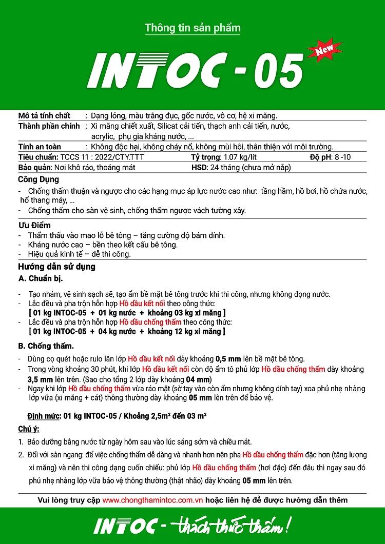 Chống thấm INTOC-05 – Keo Chống Thấm