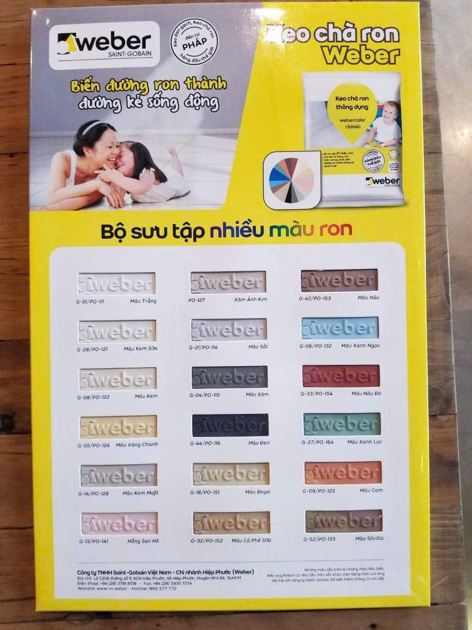 Keo chà ron màu xám sắt PO 114 Webercolor power – Keo Chống Thấm