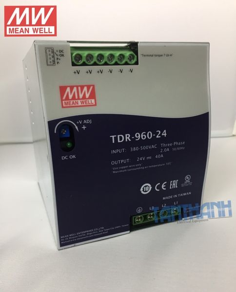 MEAN WELL TDR-960-24 Power Supply 960W 24V 40A 3 Phase DIN Rail – CÔNG ...
