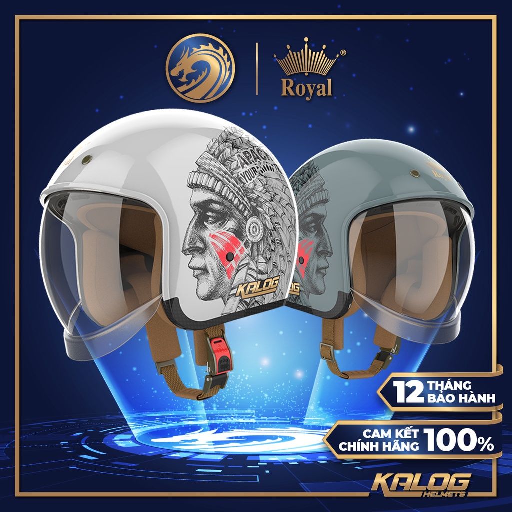 MŨ BẢO HIỂM 3/4 ROYAL M139 KÍNH ÂM TEM KALOG APACHE – THỂ THAO PHƯỢNG SPORT