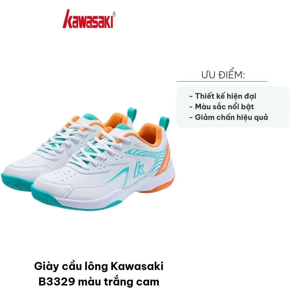 Giày Cầu Lông Kawasaki 3329 - Trắng Cam Chính Hãng – THỂ THAO PHƯỢNG SPORT