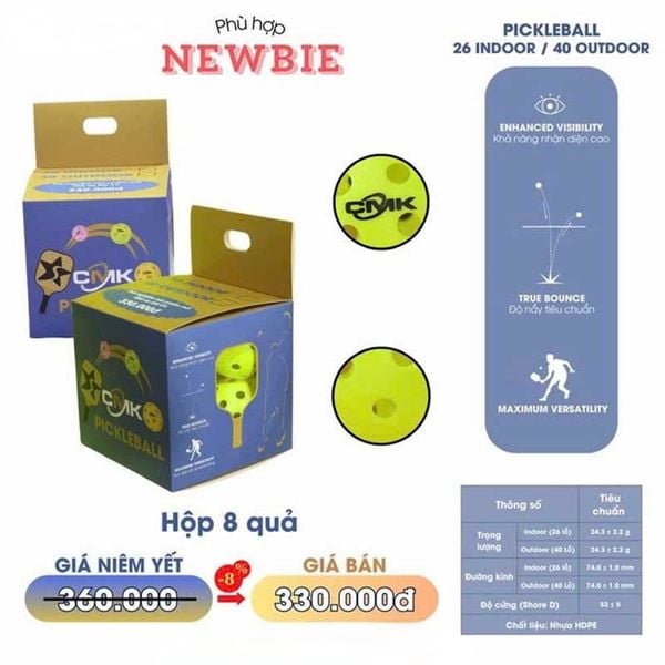 Banh Bóng Pickleball CMK Outdoor – 40 (8 trái / hộp ) – THỂ THAO PHƯỢNG ...