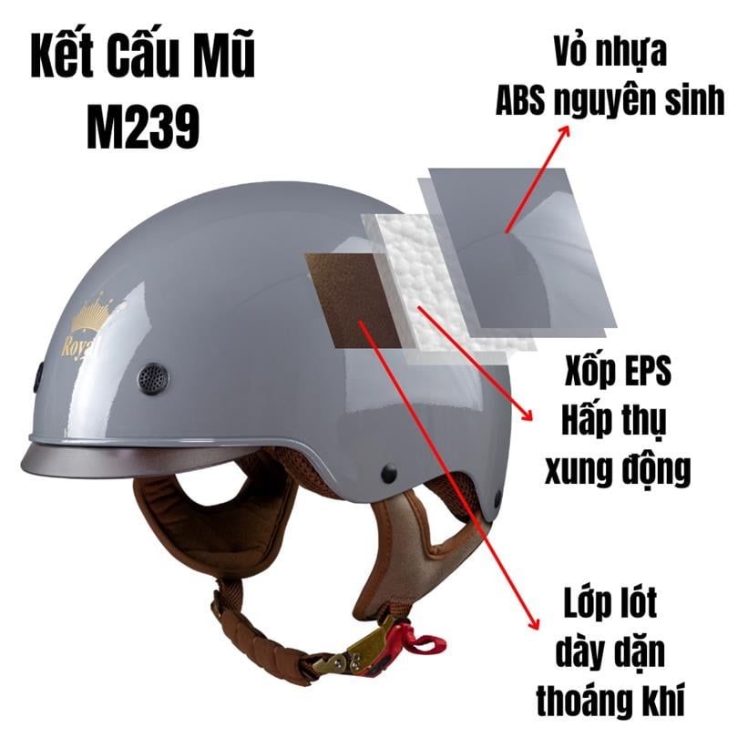 MŨ BẢO HIỂM NỬA ĐẦU KÍNH ÂM ROYAL M239 TRƠN CHÍNH HÃNG – THỂ THAO ...