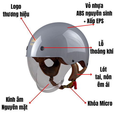 MŨ BẢO HIỂM NỬA ĐẦU KÍNH ÂM ROYAL M239 TRƠN CHÍNH HÃNG – THỂ THAO ...