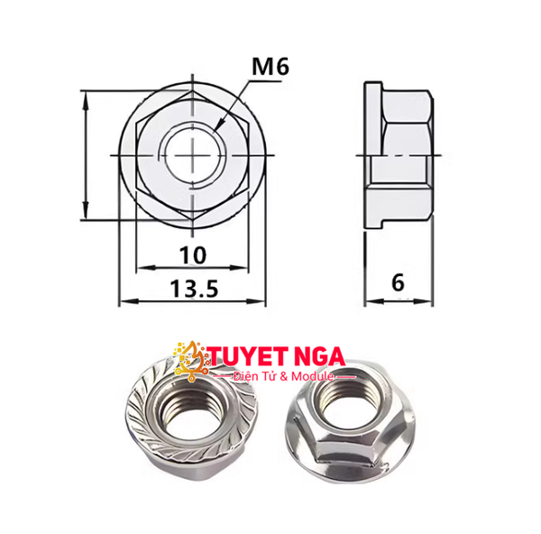Đai Ốc Mặt Bích M6 Thép 304 – ĐIỆN TỬ TUYẾT NGA