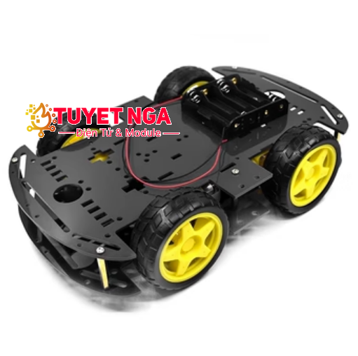 Khung Xe 2 Tầng 4 Bánh Robot 4WD (màu đen) – ĐIỆN TỬ TUYẾT NGA