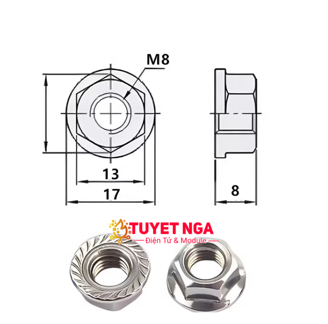 Đai Ốc Mặt Bích M8 Thép 304 – ĐIỆN TỬ TUYẾT NGA