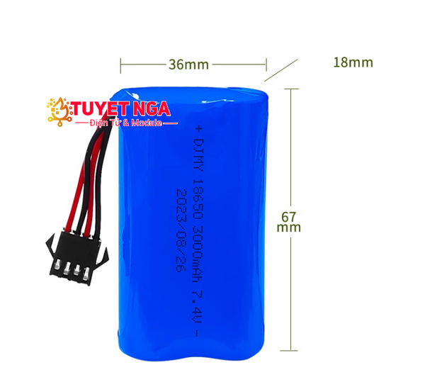 Pin 18650 Lithium 7.4V 3000mAh – ĐIỆN TỬ TUYẾT NGA