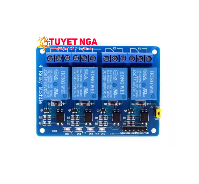 Module 4 Relay Kích Mức Thấp 5V – ĐIỆN TỬ TUYẾT NGA