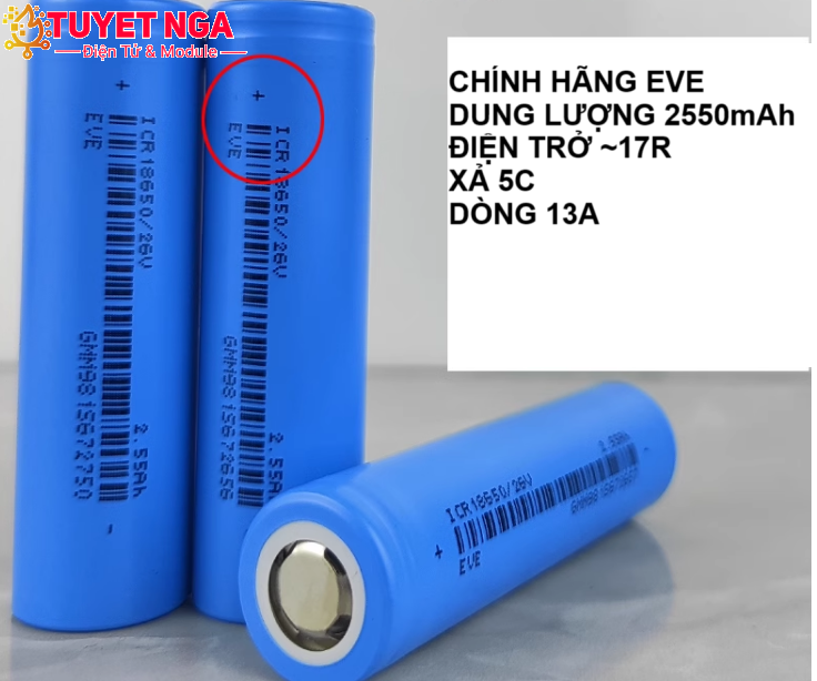 EVE Pin 18650 2600mAh 5C – ĐIỆN TỬ TUYẾT NGA