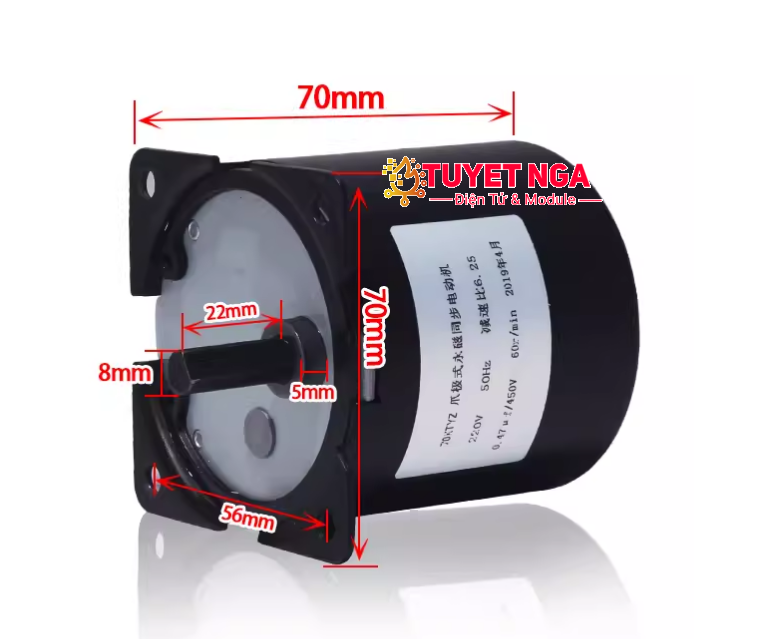 70KTYZ Động Cơ Giảm Tốc 220V 40W 110rpm – ĐIỆN TỬ TUYẾT NGA