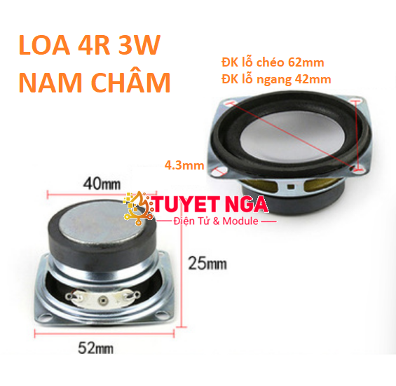 Loa 3W 4R Vuông (size 52mm) – ĐIỆN TỬ TUYẾT NGA