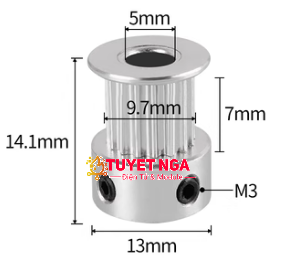 Puly GT2 16 Răng Trục 5mm Cao 14mm – ĐIỆN TỬ TUYẾT NGA