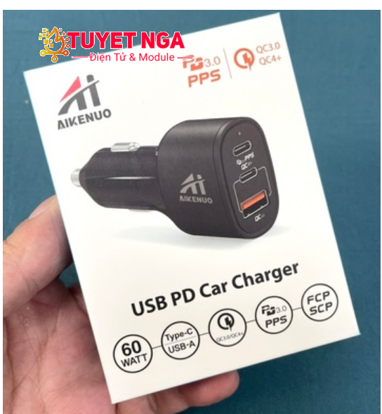 Cốc Sạc Nhanh Xe Hơi PD QC 60W – ĐIỆN TỬ TUYẾT NGA