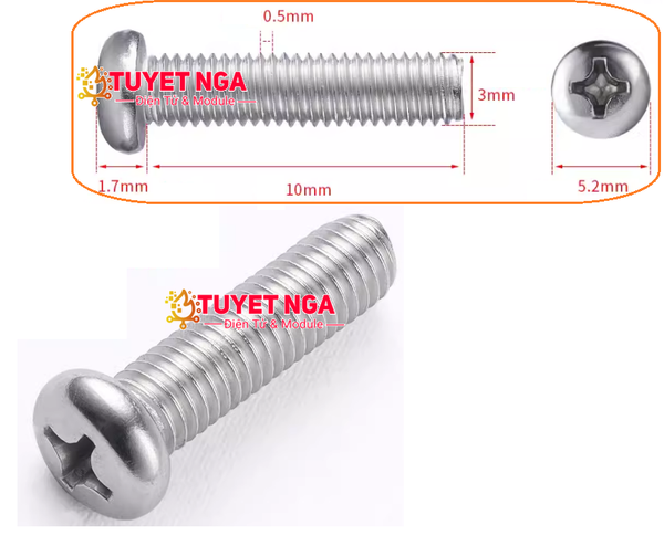 M3x10 Ốc Inox 304 M3 Dài 10mm (10pcs) – ĐIỆN TỬ TUYẾT NGA