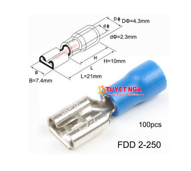 FDD2-250 Đầu Cos Cái Ghim Màu Xanh (100pcs) – ĐIỆN TỬ TUYẾT NGA