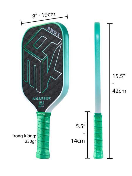 Vợt Pickleball AMAKIRK PRO 1 18K3D 16mm (AMK-Pro1 18K3D) – Shop eTennis.vn
